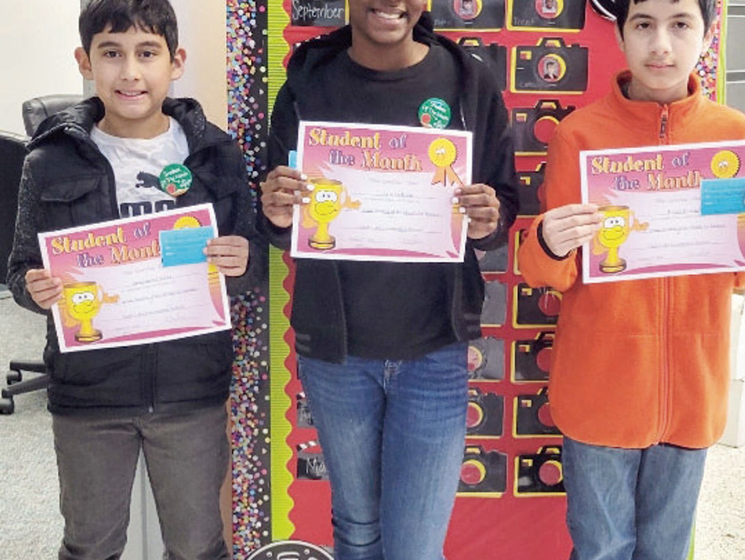 INTERMEDIATE SCHOOL NAMES STUDENTS OF THE MONTH