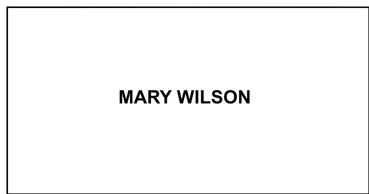 Obituary: MARY WILSON