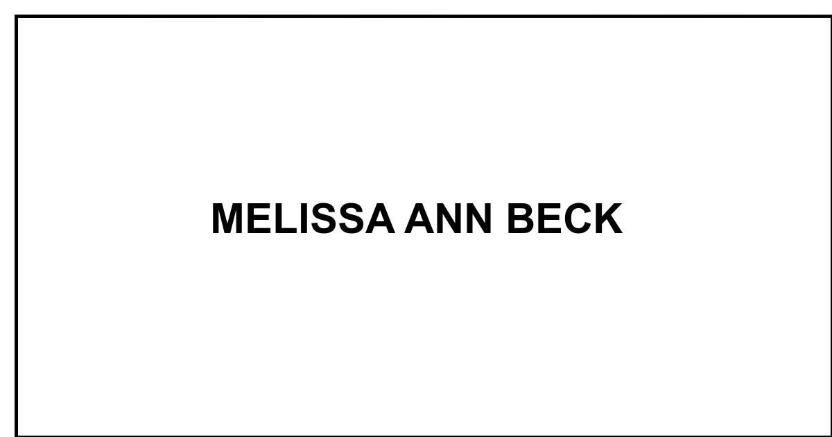 Obituary: MELISSA ANN BECK